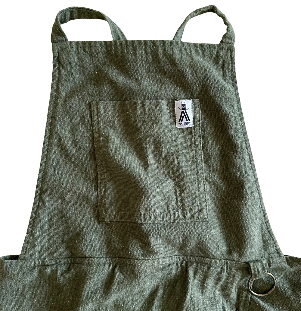 Split Leg Pottery Apron Green | Apron for Potters & Makers | Walking Apron